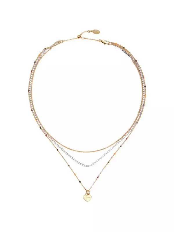 Bimba Y Lola Triple-layer Chain Heart Logo Necklace - Gold