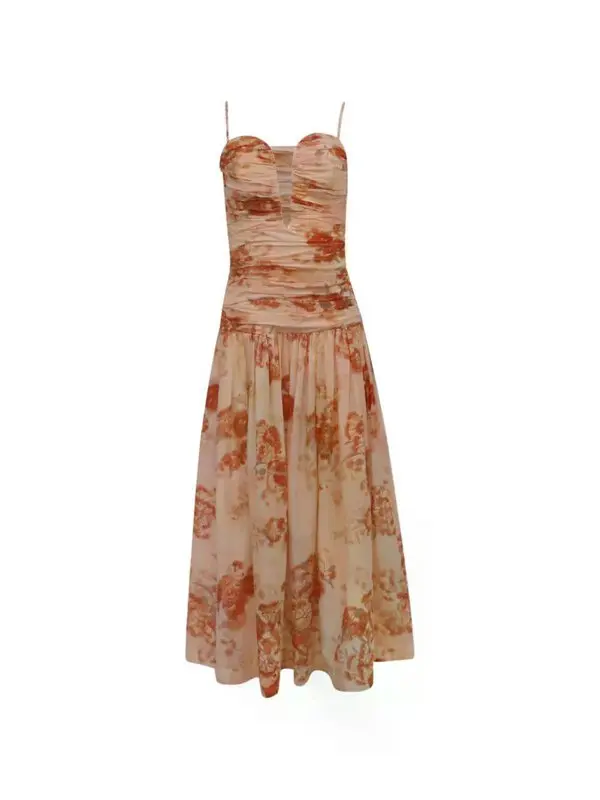 Zimmermann Cascadian Strapless Midi Dress - Neutrals