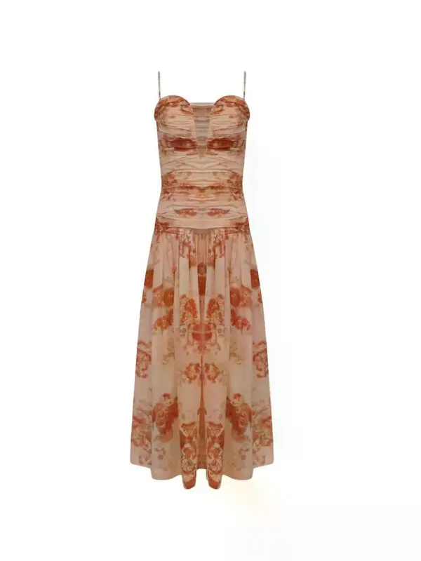 Zimmermann Cascadian Strapless Midi Dress - Neutrals
