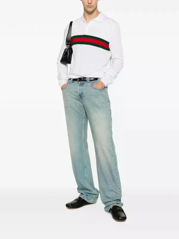 Gucci Web-stripe Cashmere Polo Shirt