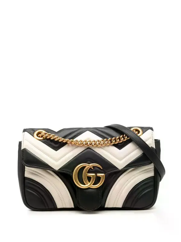 Gucci 2016-2026 Medium Gg Marmont Bicolor Matelasse Calfskin Shoulder Bag - Black