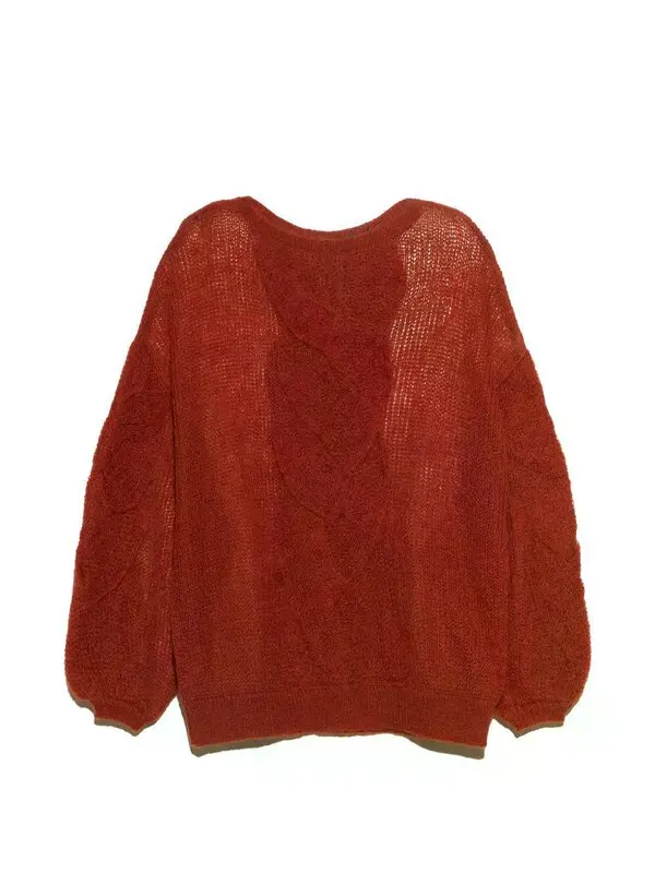 Bimba Y Lola Brick Mohair Cable Knit Sweater
