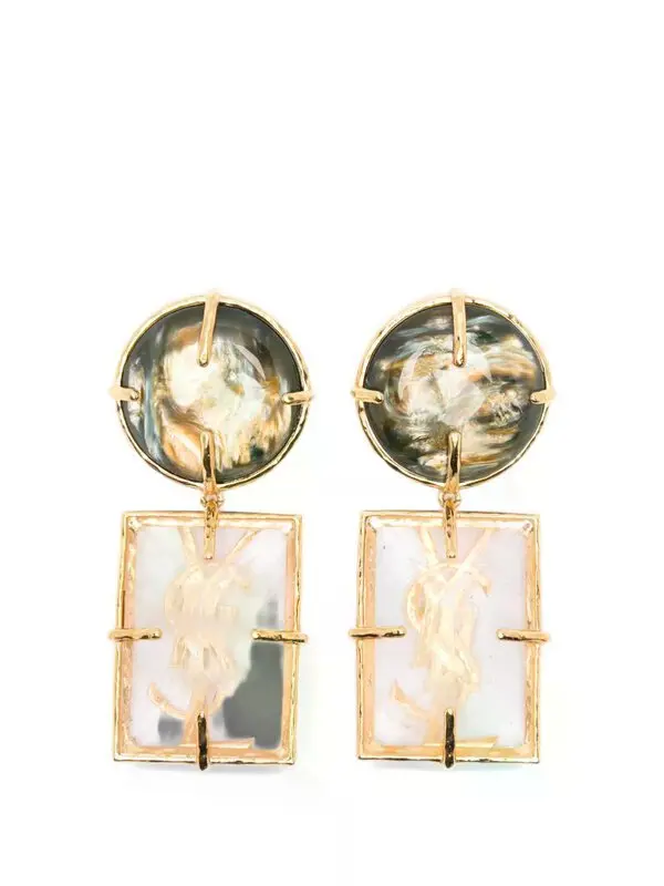 Saint Laurent Cassandre Geometric Drop Earrings - Gold