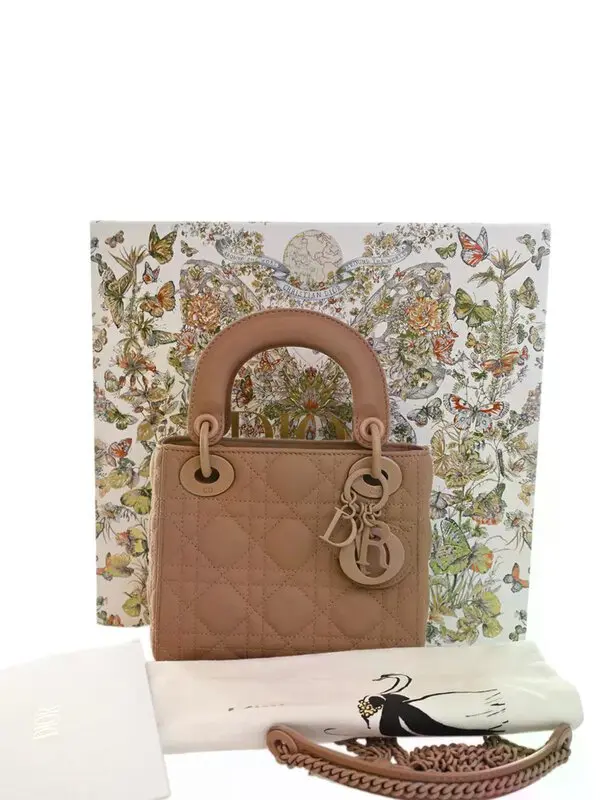 Dior 2020 Mini Ultra Matte Calfskin Cannage Lady Satchel - Brown
