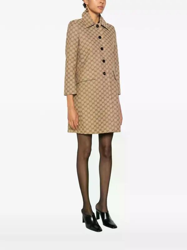 Gucci Gg Cotton Canvas Coat - Neutrals
