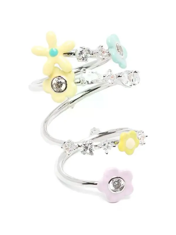 YVMIN Crystal-embellished Character Rings - Silver