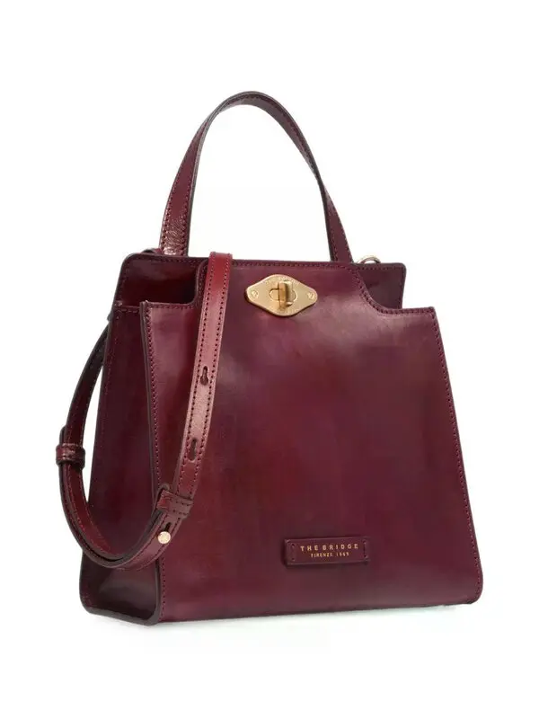 THE BRIDGE Story Donna Leather Twist-lock Tote Bag - Red