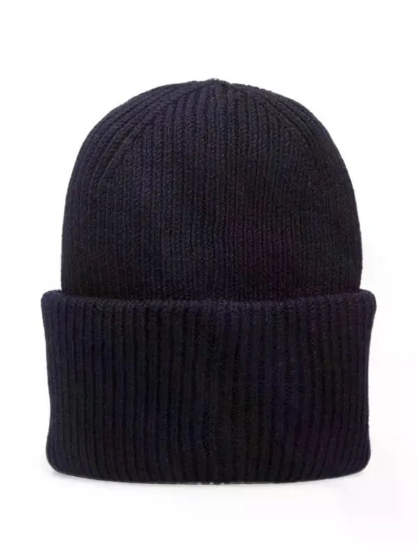NAPAPIJRI Evei Flag-patch Ribbed-knit Beanie Hat - Blue