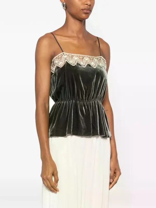 FORTE_FORTE Lace-trim Peplum Top