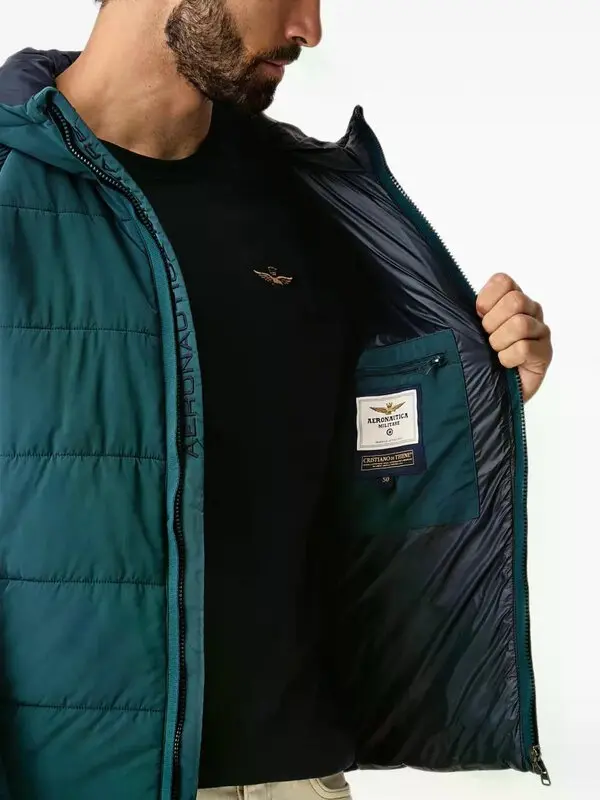 AERONAUTICA MILITARE Quilted Panel-ribbed Hooded Jacket