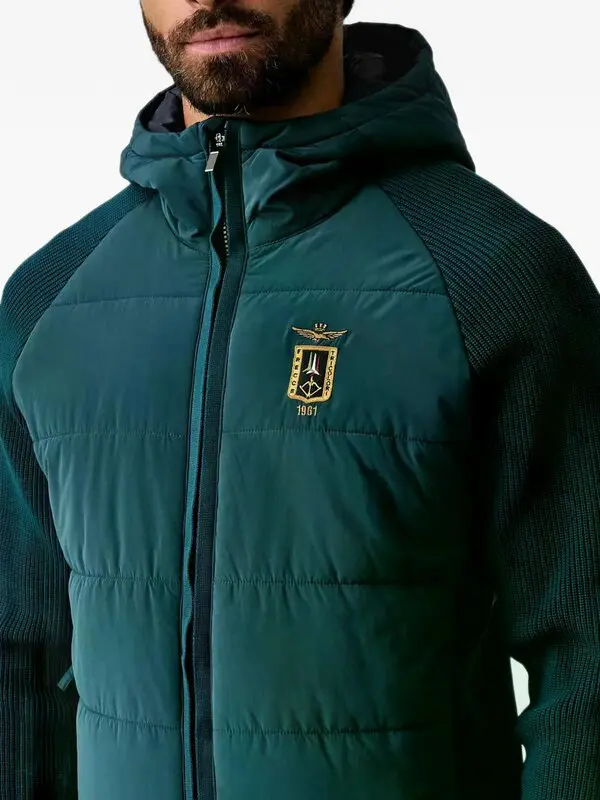 AERONAUTICA MILITARE Quilted Panel-ribbed Hooded Jacket