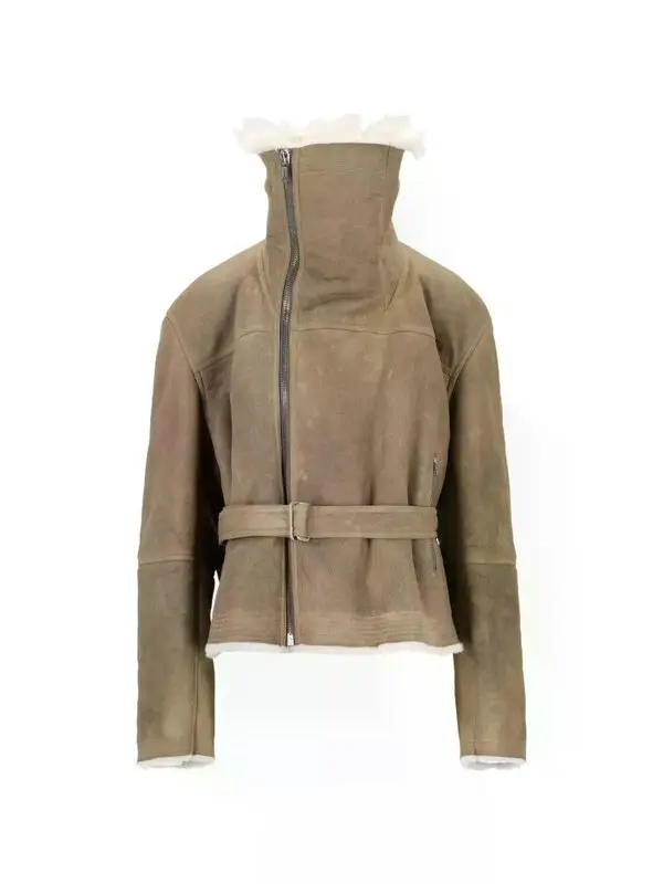 Rick Owens Belted Leather Jacket - Brown