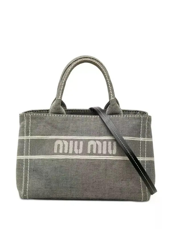 Miu Miu 2010-2026 Small Denim Logo Satchel