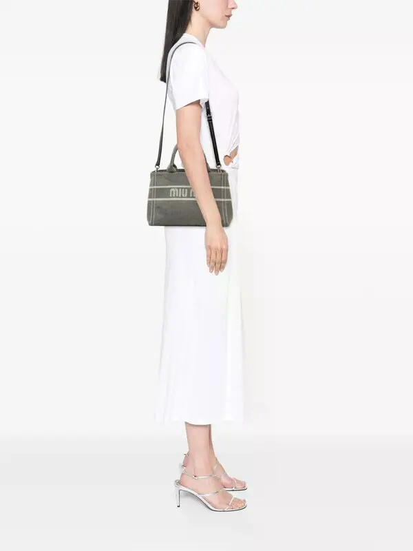 Miu Miu 2010-2026 Small Denim Logo Satchel