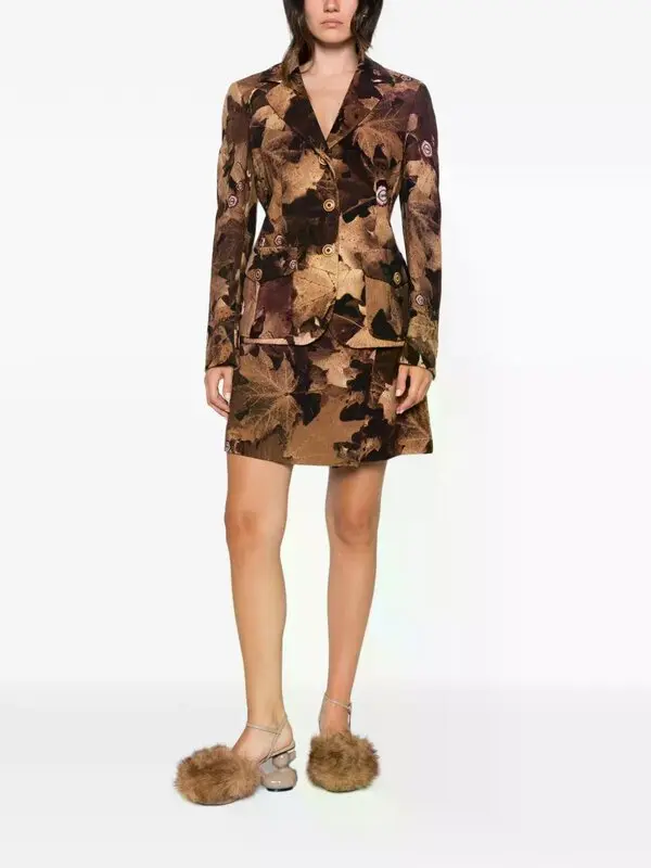 Moschino 1990s Leaf-print Skirt Suit