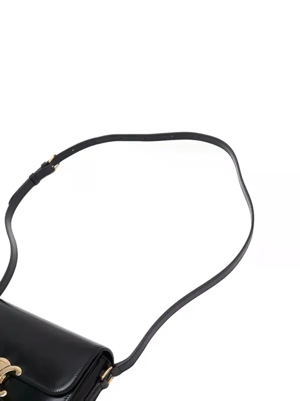Celine 2010-2026 Classique Shiny Calfskin Triomphe Crossbody Bag - Black