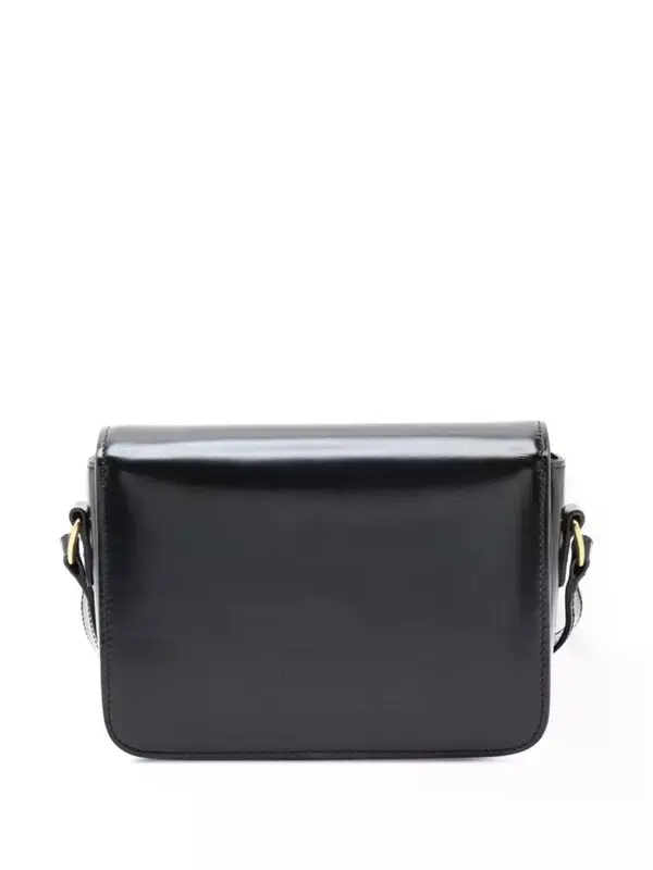 Celine 2010-2026 Classique Shiny Calfskin Triomphe Crossbody Bag - Black