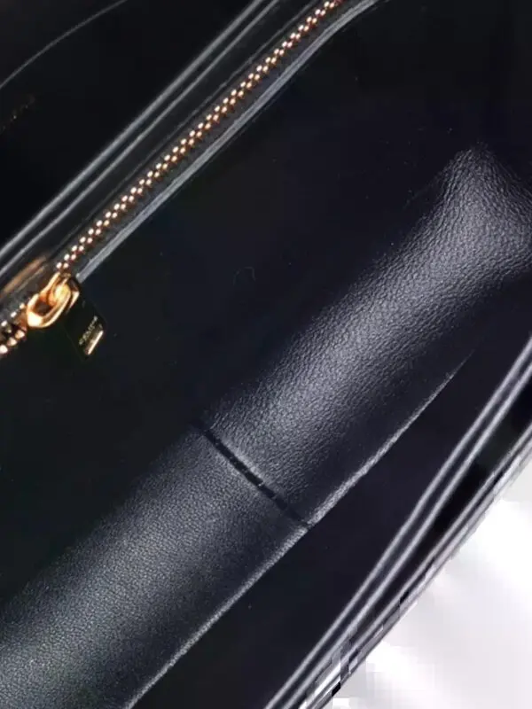 Celine 2010-2026 Classique Shiny Calfskin Triomphe Crossbody Bag - Black