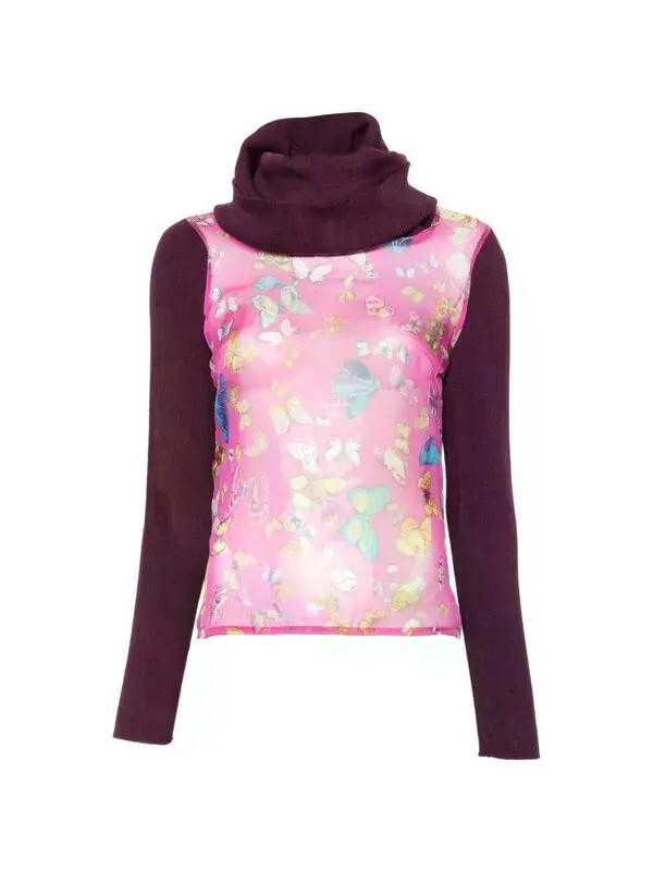 Dolce & Gabbana 2000s Butterfly-print Roll-neck Sweater