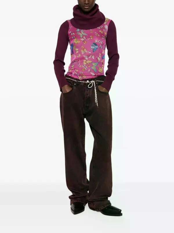 Dolce & Gabbana 2000s Butterfly-print Roll-neck Sweater