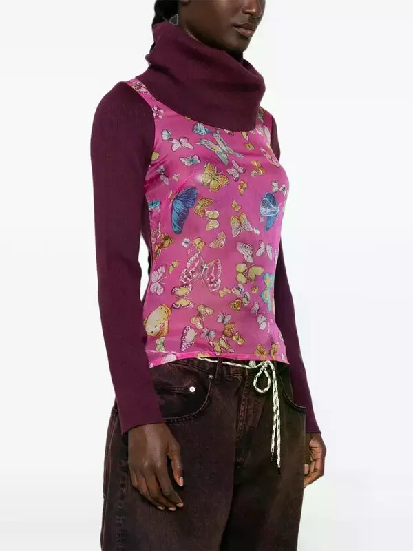 Dolce & Gabbana 2000s Butterfly-print Roll-neck Sweater