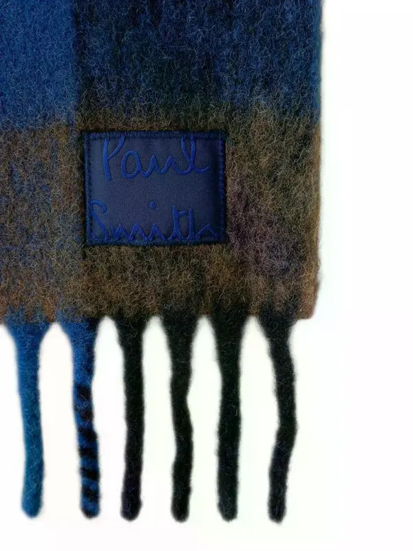 Paul & Shark Check-pattern Fringed Scarf