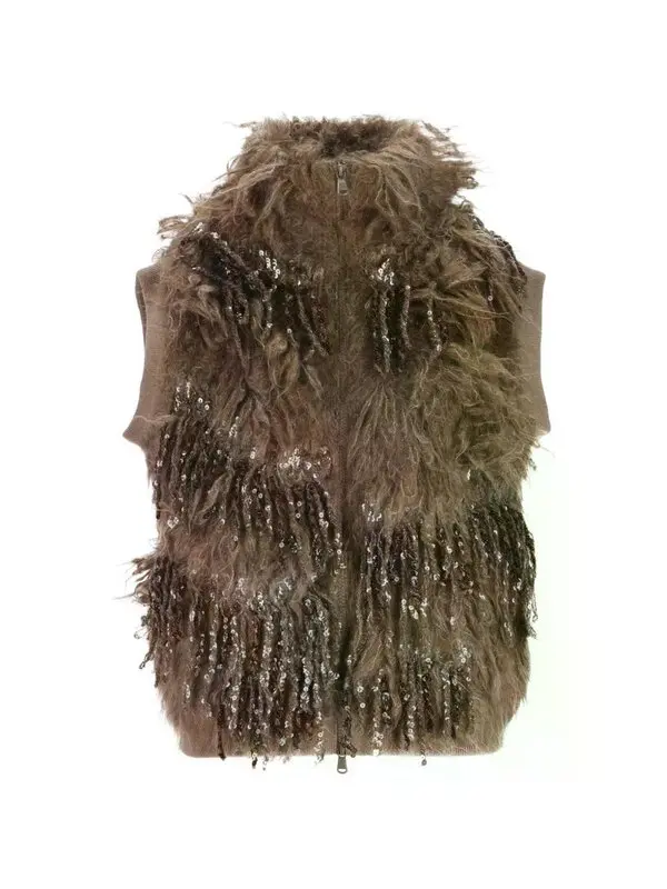 Brunello Cucinelli Sequin-embellished Shaggy Gilet