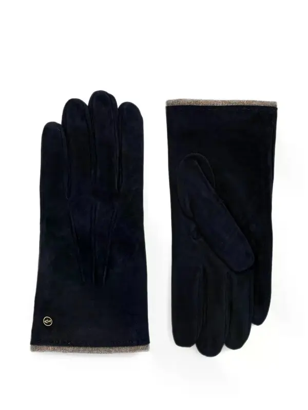 Paul & Shark Logo-plaque Suede Gloves - Blue