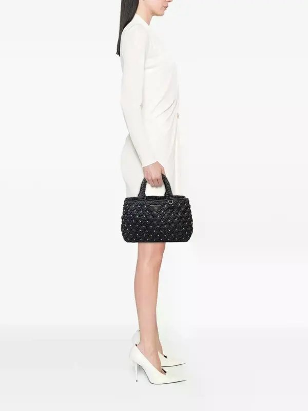 Prada 2013-2026 Raffia Effect Crochet Pois Satchel