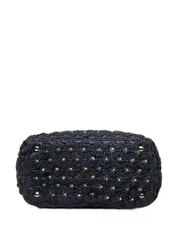Prada 2013-2026 Raffia Effect Crochet Pois Satchel