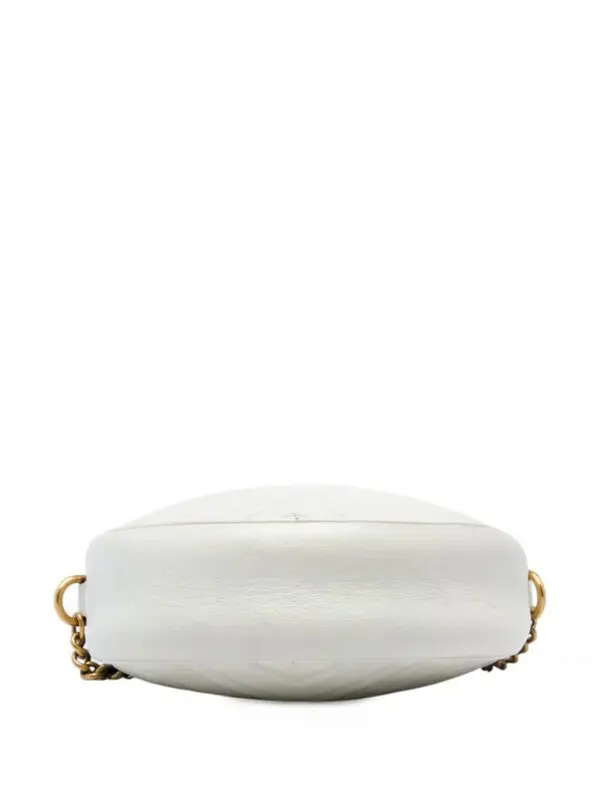 Gucci 2016-2026 Mini Gg Marmont Matelasse Calfskin Round Crossbody Bag - White