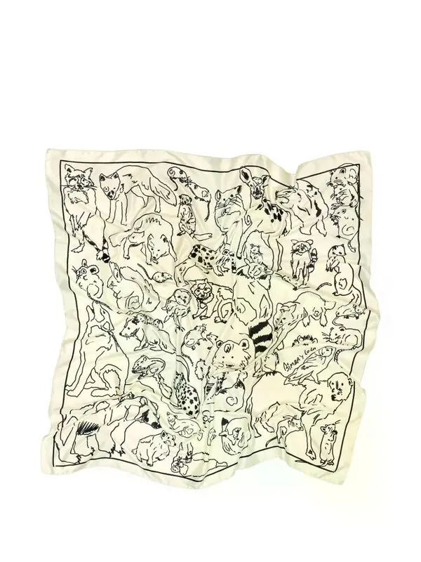 Bimba Y Lola Animal Handkerchief Sketch Off White