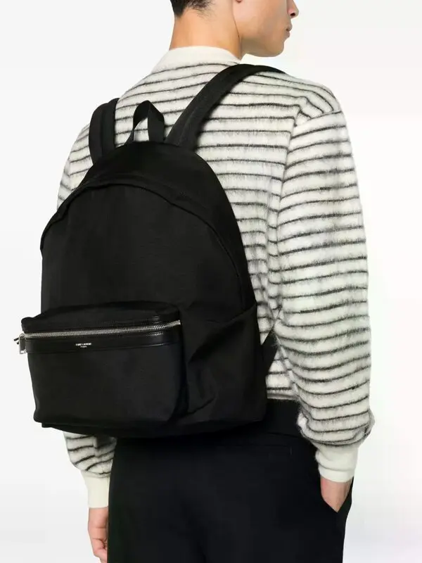 Saint Laurent City Backpack In Canvas, Nylon And Leather - Black