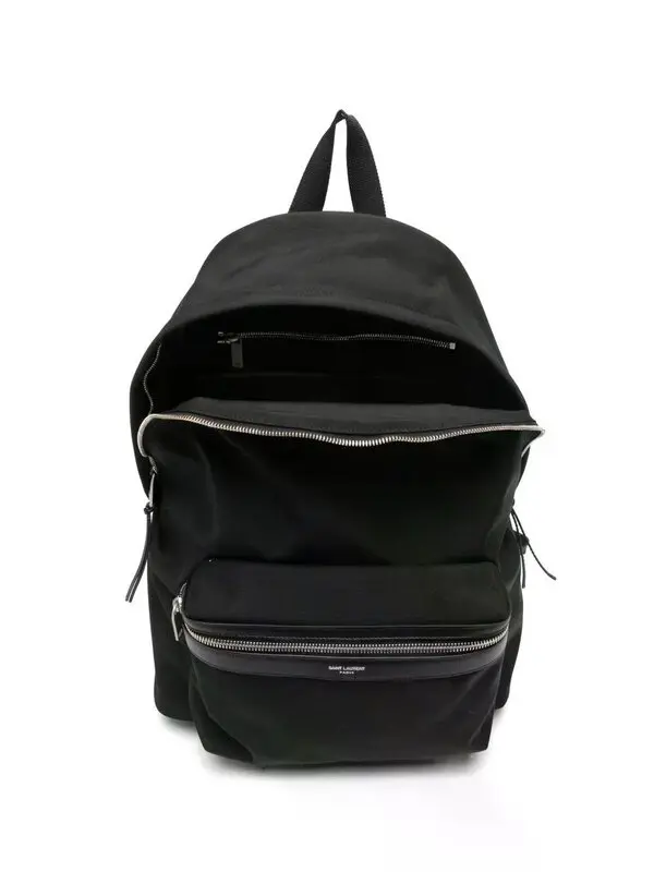 Saint Laurent City Backpack In Canvas, Nylon And Leather