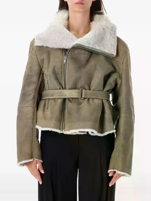 Rick Owens Belted Shearling Coat - Brown