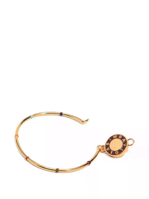 Bimba Y Lola Rigid Bracelet With Brown Enamel Logo And Multicolor Dots