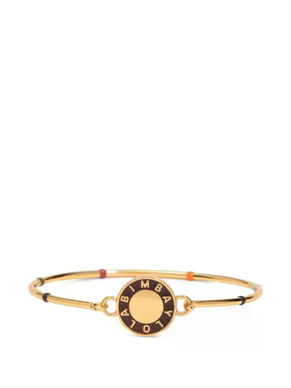 Bimba Y Lola Rigid Bracelet With Brown Enamel Logo And Multicolor Dots - Gold