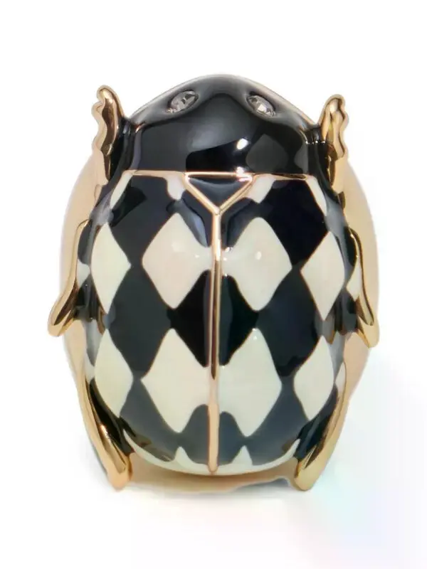 Bimba Y Lola Black Enamel Beetle Ring