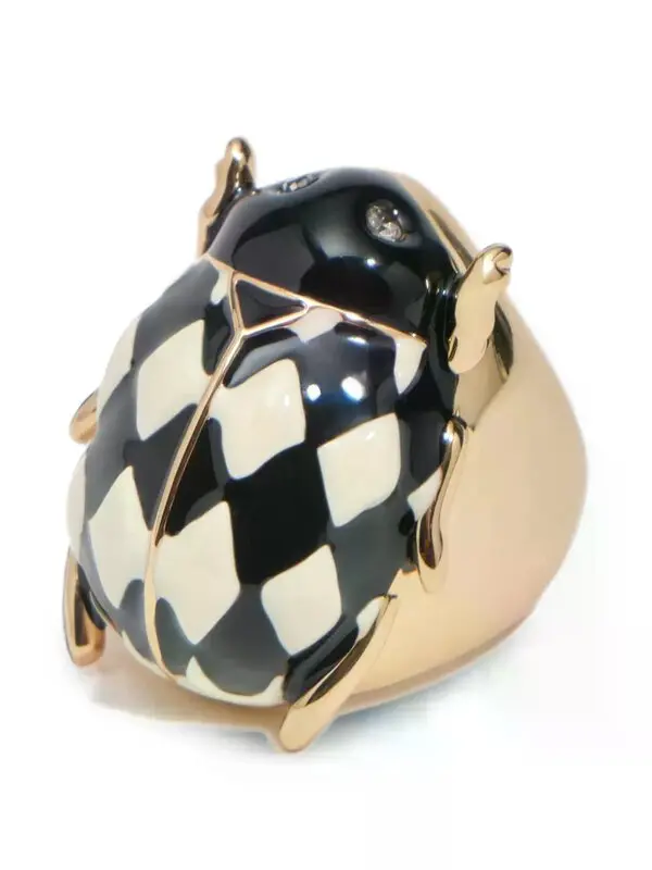 Bimba Y Lola Black Enamel Beetle Ring