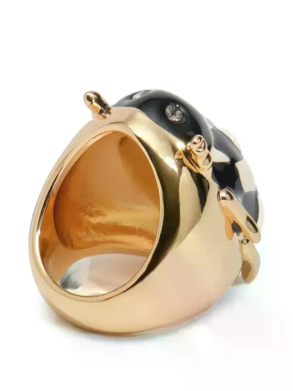 Bimba Y Lola Black Enamel Beetle Ring