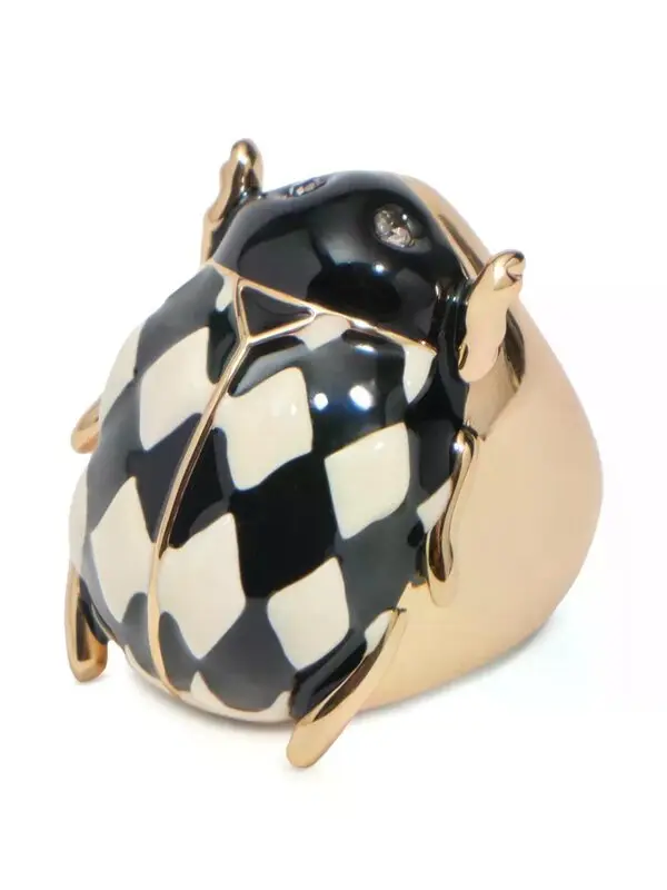 Bimba Y Lola Black Enamel Beetle Ring