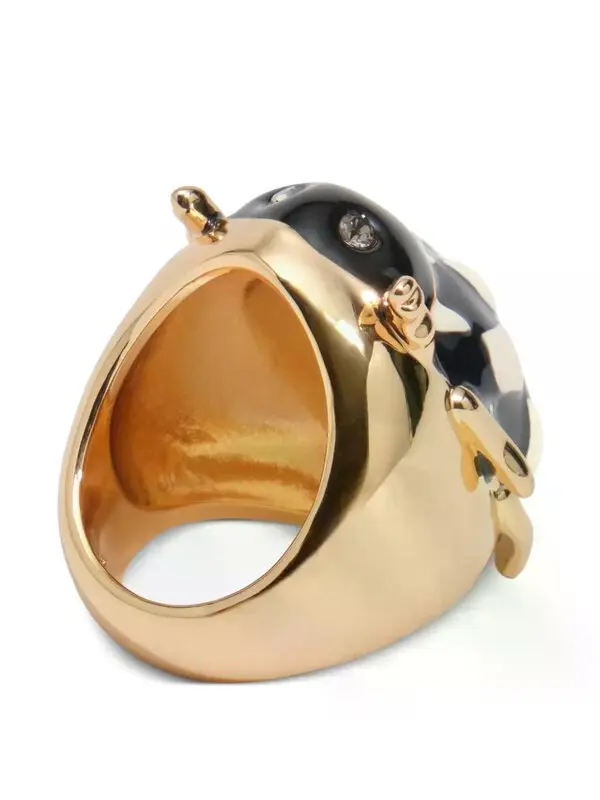 Bimba Y Lola Black Enamel Beetle Ring