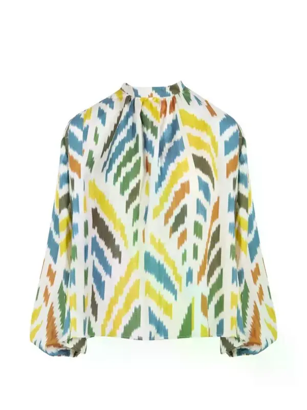PUNICANA Leaf-motif Balloon-sleeve Blouse - White