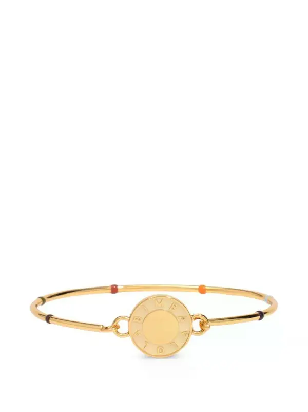 Bimba Y Lola Rigid Bracelet With Ivory Enamel Logo And Multicolor Dots - Gold