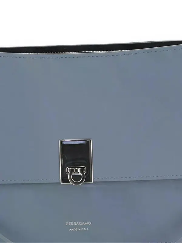 FERRAGAMO Gancini Buckle Leather Shoulder Bag