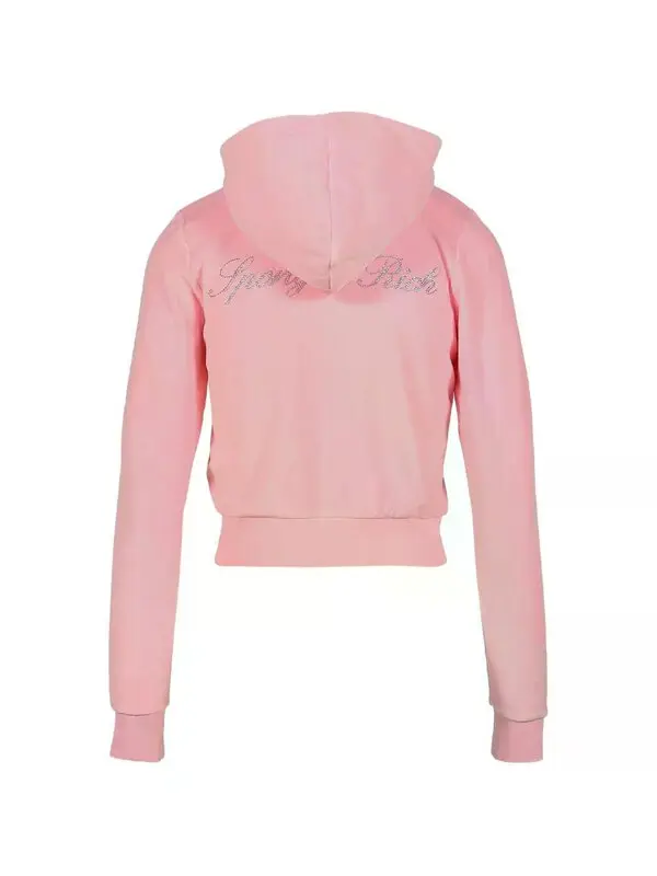 Sporty & Rich Crystal-logo Velour Hoodie