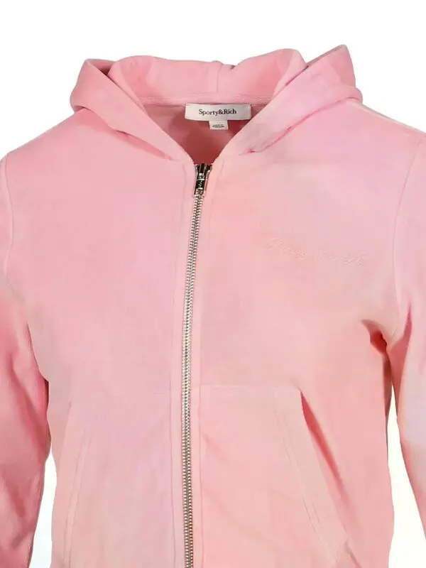 Sporty & Rich Crystal-logo Velour Hoodie