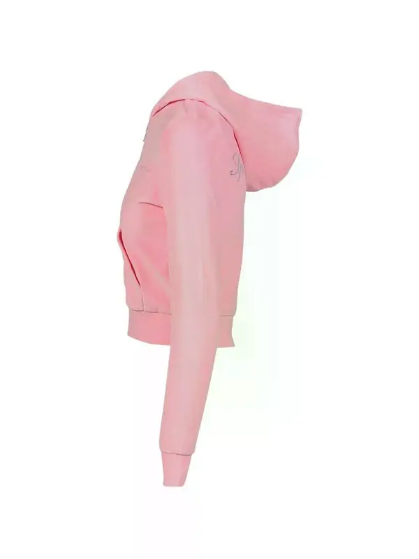 Sporty & Rich Crystal-logo Velour Hoodie