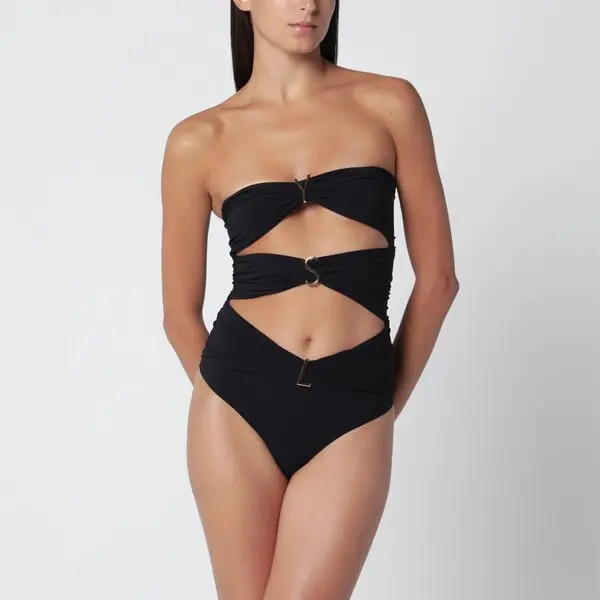 Saint Laurent Strapless Cut-out One-piece Swimsuit - Black
