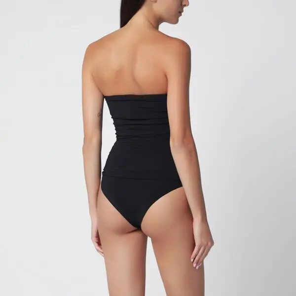Saint Laurent Strapless Cut-out One-piece Swimsuit - Black